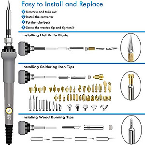 137PCS Wood burning Kit, DIY Creative Tool Set Soldering Woodburning Pen with Adjustable Temperature and Wood Piece for Embossing Carving Tips