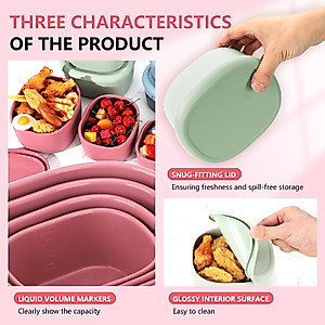 AOEDEO 4Pcs Silicone Food Storage Containers with Lids，BPA Free Reusable Silicone Storage Containers for Food Silicone Freezer Containers Freezer Dishwasher Safe (33.8oz, 20oz, 10oz, 6.7oz) (pink)