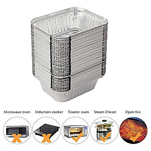 Waytiffer Aluminum Foil Pan 5.5" x 4.5" (50 Pack) Disposable Cookware with Lids/Aluminum Foil Food Containers/Meal Prep Freezer Drip Pans BBQ Potluck Holidays Silver