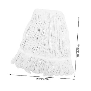 STOBAZA Mop Replacement Head Mop Head Floor Cleaning Mop Head Hardwood Floor Cleaner Wet Mop Head Refill Reusable Mop Pad Household Mop Pad Commercial Mop Head White Cotton Thread