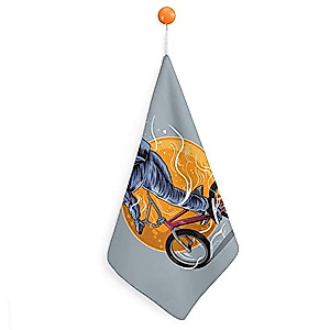 Lurnise Hand Towel Bike Hand Towels Dish Towel Lanyard Design for Bathroom Kitchen Sports