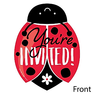 Big Dot of Happiness Happy Little Ladybug - Shaped Fill-In Invitations - Baby Shower or Birthday Party Invitation Cards with Envelopes - Set of 12