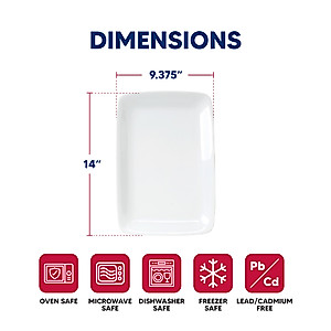HIC Harold Import Co. HIC Kitchen Rectangular Platter, 14-Inch, White