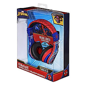 eKids Spiderman Bluetooth Kids Headphones with Microphone, Volume Reduced to Protect Hearing Rechargeable Battery, Adjustable Kids Headband for School Home or Travel