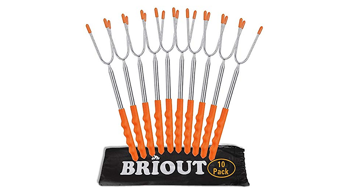 Briout Marshmallow Roasting Sticks 10 Pack - Extendable & Safe BBQ Tools