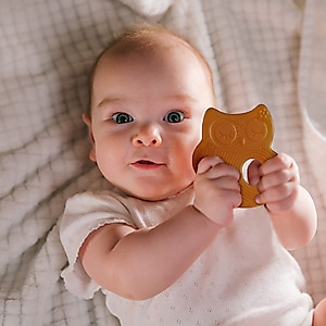 haakaa Silicone Owl Teether, Sleeping Owl Soothing Teething Teether Toy for Infants Toddler, Soft Chew Teething Toys for Babies 3 Months+, BPA Free