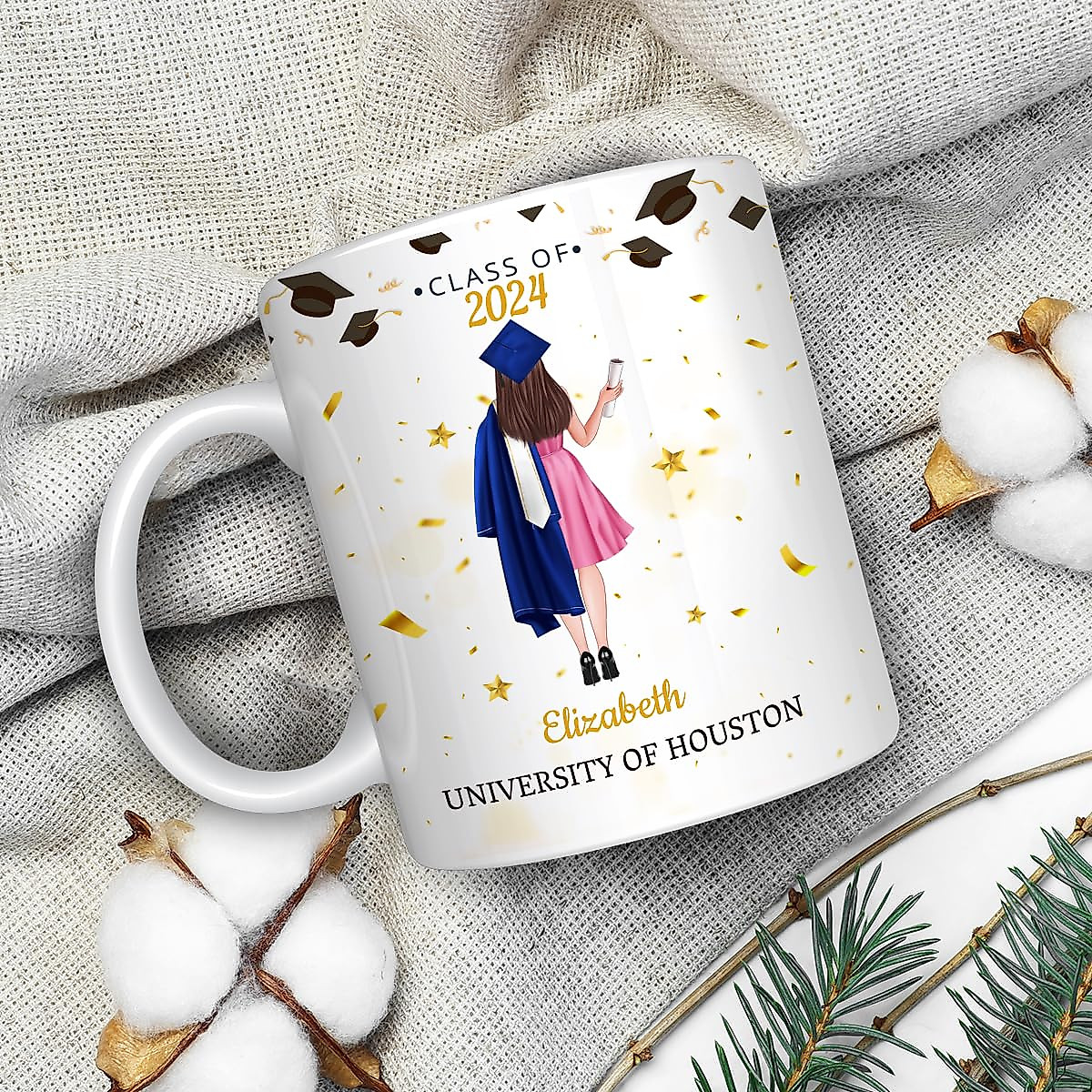 winorax Graduation Gifts Class of 2024 Personalized Graduation Coffee Mug With 11oz 15oz Travel Coffee Mugs Master Degree College Grad Congratulations Keepsake For Senior High School Student