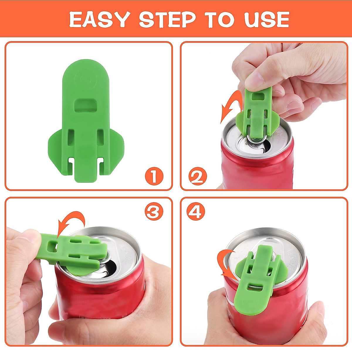 Abeillo 6 Pieces Manual Easy Can Opener, Soda Beer Can Opener Beverage Can Top Ring Opener Tool, Leakproof Soda Can Cover Can Openers for Pop, Coke, Beer, Soda, Aluminum Beverage