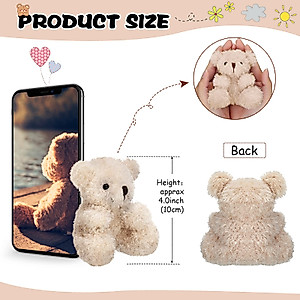 Chivao 20 Pcs Christmas Mini Plush Bears 4'' Small Bear Bulk Stuffed Animal Toys Tiny Soft Bear Doll Present Stuffers for Keychain Baby Shower Favors Wedding Party(Brown, Apricot)