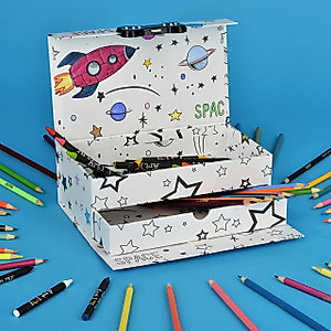 OccasionALL 9.5x5.25x3.5 1 Piece Kids Treasure Box, Space Theme Boys Jewelry Box Treasure Chest, Kids Memory Box Keepsake Boxes with Lids for Toys