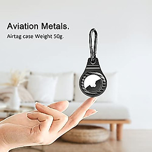 WSKEN for Airtag Case with Keychain 2021,[Anti -Lost] Metal Carbon Fiber Protective Premium Cover Portable Protector Ring Holder for Apple Airtags Accessories- Black