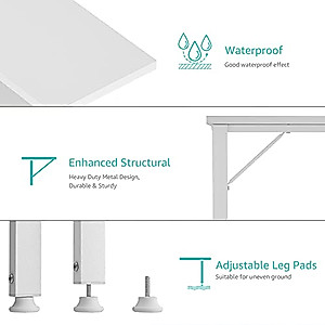 Lufeiya 39 inch White Computer Desk with Power Outlet, 40 inch Teen Study Table Home Office Work Writing Desks with Charging Station Outlets Built in, White