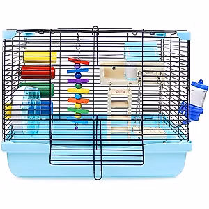 Hamster Cage | Dwarf Hamster Habitat with Exercise Wheel, Water Bottle & Accessories | 18" L x 12.5" W x 13.5" H by GalaPet