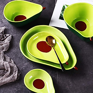 Garneck Ceramic Avocado Shaped Shaped Serving Plate Ceramic Sauce Dish Dip Bowls for Fruits Salads Dessert Appetizers