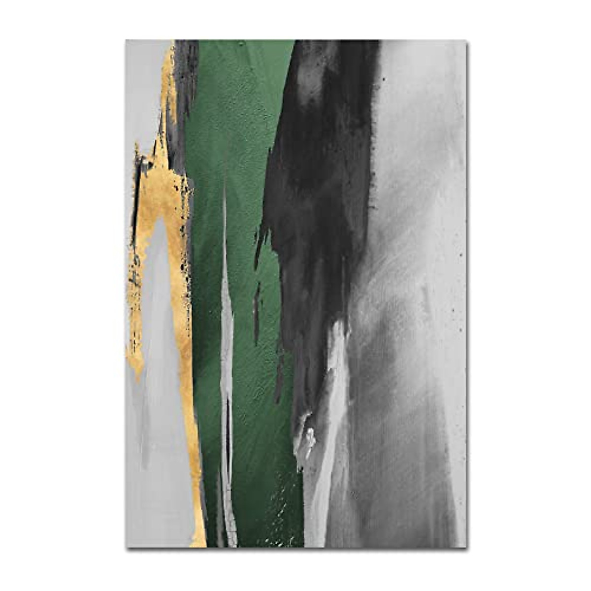 Abstract Green and Gold Canvas Wall Art Geometric Abstract Painting Dark Green Painting for Walls Large Minimalist Abstract Art Green and Gold Posters for Living Room Bedroom Decor 16x24inch No Frame
