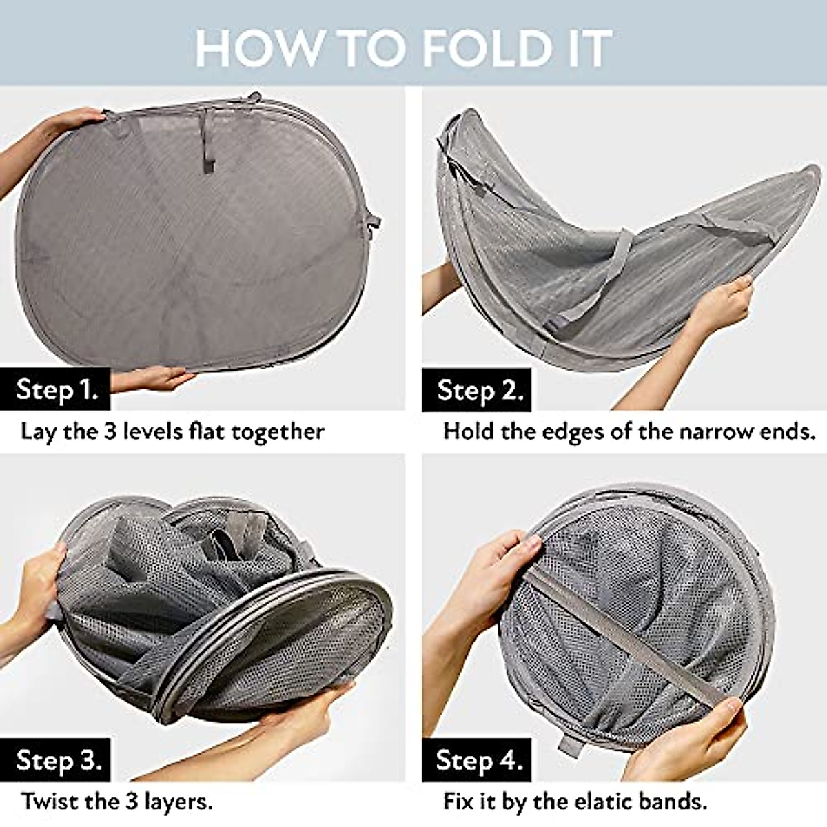 JY LIVING Folding Hanging Dryer for Clothes, Laundry, Sweater, Swimsuit and Clothing Easy Unfolding and Foldable Hanger Rack for Indoor, Outdoor, Outside and Camping Portable Design of Mesh (3 Tier)