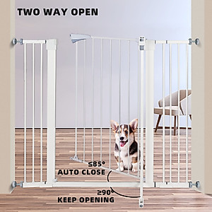 Blety 36" Extra Tall Baby Gate for Stairs 29.7"-46" with Auto Close Door, Safety Dog Gate with 2-Way Door for Stairs and Doorways, Extra Wide Baby Gates for Doorways No Drill Wall Protected Pet Gate