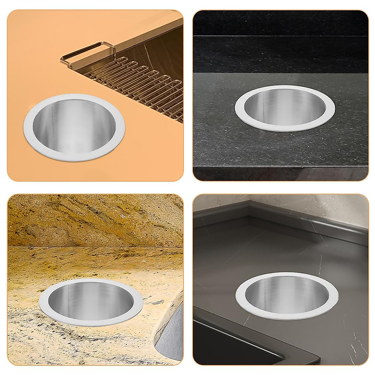 Cabilock Stainless Steel Trash Grommets Round Countertop Waste Trash Chute Grommet for Countertop Inserted Trash Chutes