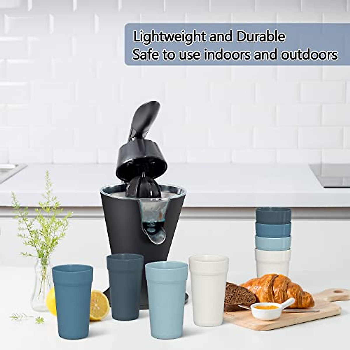 Homestockplus 20 Oz Tumbler Cups,Unbreakable Drinking Cups Microwave and Dishwasher Safe BPA Free E-Co Friendly Reusable Cup For Smoothies,Water,Wine,Alcohol Etc. Drinks【Set of 8】