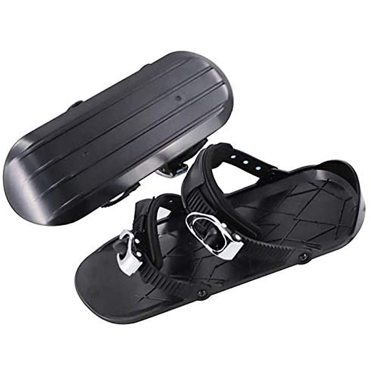 Ski Skates, Adult Winter Outdoor Black Snowshoes Anti-Slip Foot Panels Mini Ski Skates Portable Snowboard Sled Shoes Adjustable Sports Skiing Shoes