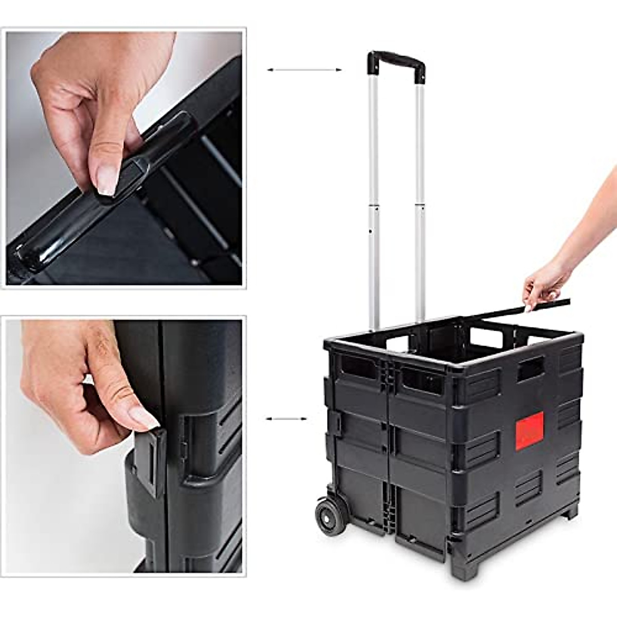 MUZIZY Utility carts Mobile Folding Cart 2 Wheels Climbing Retractable Hand Cart Collapsible Grocery Folding Utility Cart Trolley Handcart