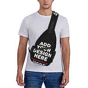 Custom Bag Sling Crossbody Bags Chest For Men Women Customize Personalized Shoulder Backpack Travel Hiking Daypacks With Text Image Daypack Casual Backpack, Black-3, 15.3x7.2x3.5 in