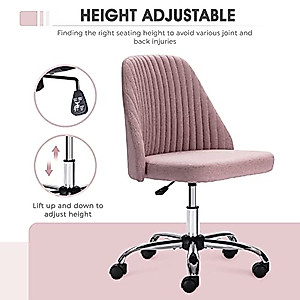 Home Office Chair - Armless Computer Desk Chair Adjustable Cute Modern Task Rolling Chair with Lumbar Support for Make Up,Small Space, Bed Room