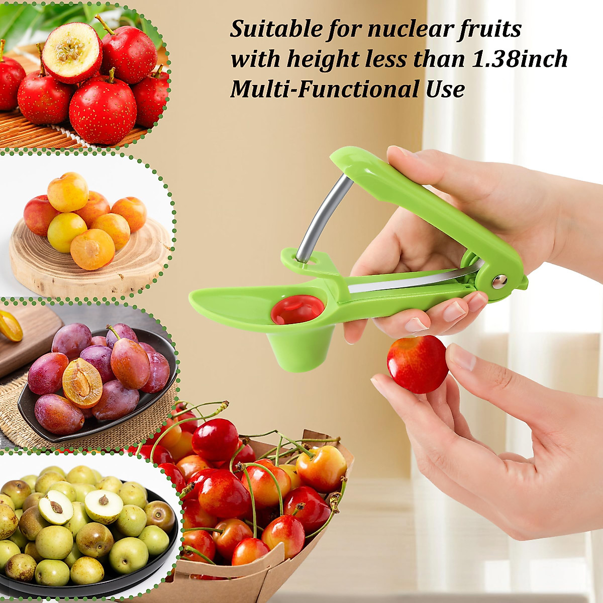 EWPJDK Cherry Pitter Tool Pit Remover Heavy-Duty Stainless Steel Olive Pitter Tool for Making Cherry Jam (Black)