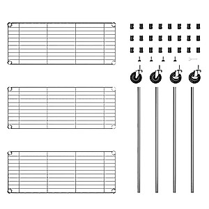 Auslar 3-Shelf Storage Shelves with Casters Heavy Duty 3-Tier Rolling Cart Utility Racks Adjustable Wire Metal Storage Shelving, Chrome