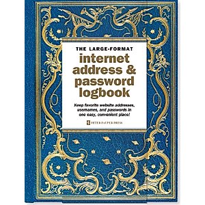 Celestial Large-Format Internet Address & Password Logbook (removable cover band for security)