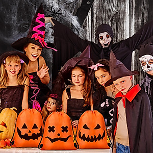 Sweetude 24 Pcs Halloween Drawstring Bags Large Backpack 16.1 x 12.6 Inch Candy Goodie Bags for Party Gift Supplies (Orange)