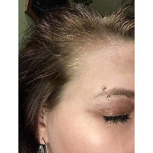 Briana Williams 6pcs Stainless Steel Silver Rook Daith Earrings Belly Lip Ring Eyebrow Studs Cartilage Tragus Cubic Zirconia Barbell Body Piercing 8mm (5/16")