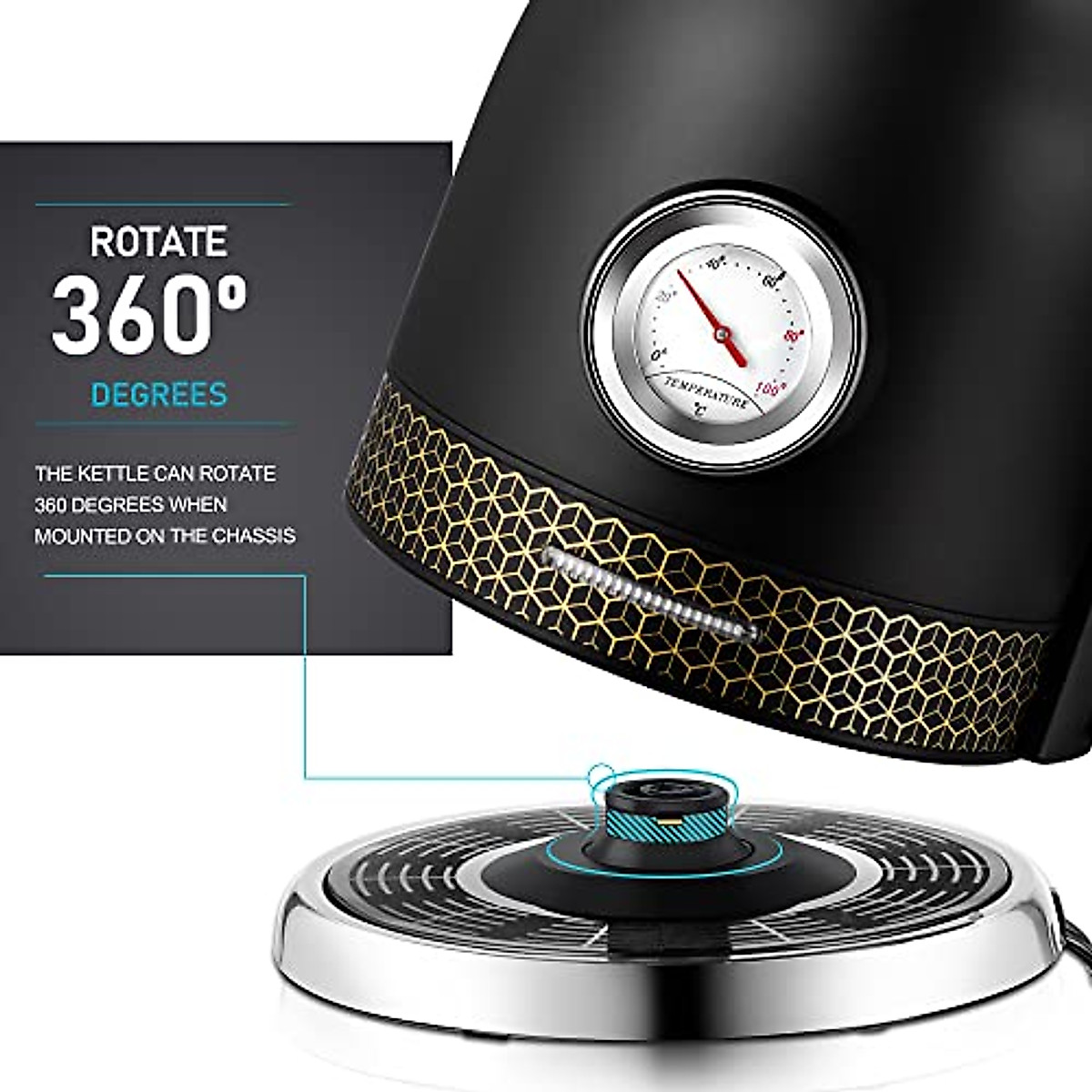 Kichele Electric Tea Kettle, 1.7L Hot Water Kettle, BPA Free Stainless Steel Water Boiler with STRIX Thermostat, Auto Shut off & Boil-Dry Protection For Tea, Coffee