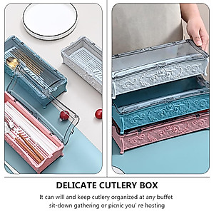 TOPBATHY Flatware Plastic Tray with Lid Kitchen Cutlery and Utensil Drawer Organizer Silverware Countertop Storage Container(Random Color)