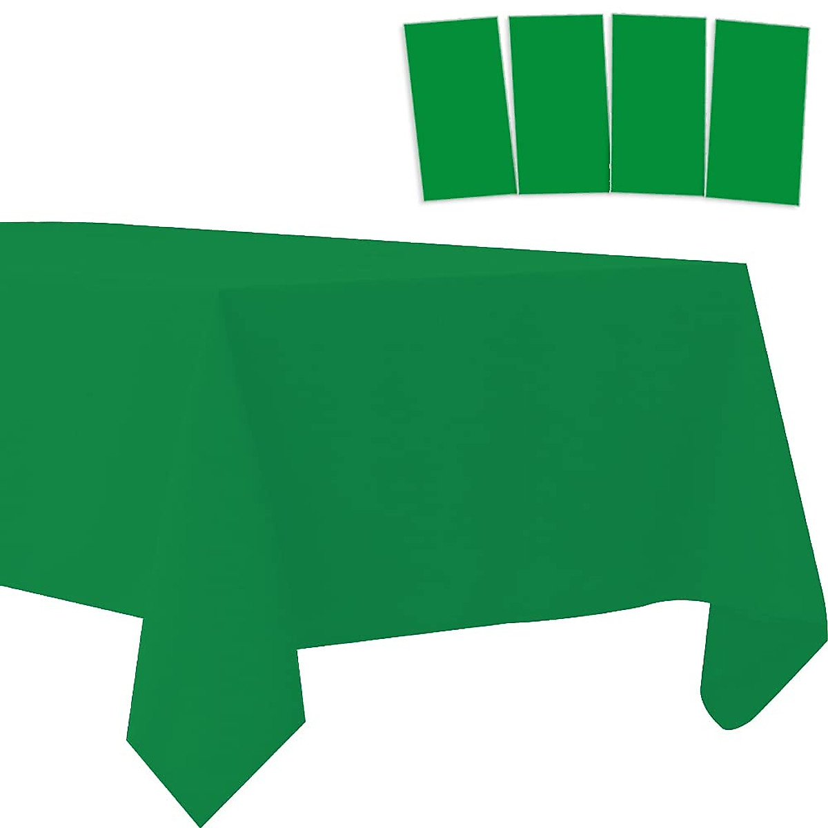 4 Pack Plastic Tablecloths Disposable Table Covers Plastic Table Cloths for BBQ Picnic Birthday Wedding Parties Waterproof and Oil-proof Table Cloth Light Weight Thin Green TableCover 54 x 108 In