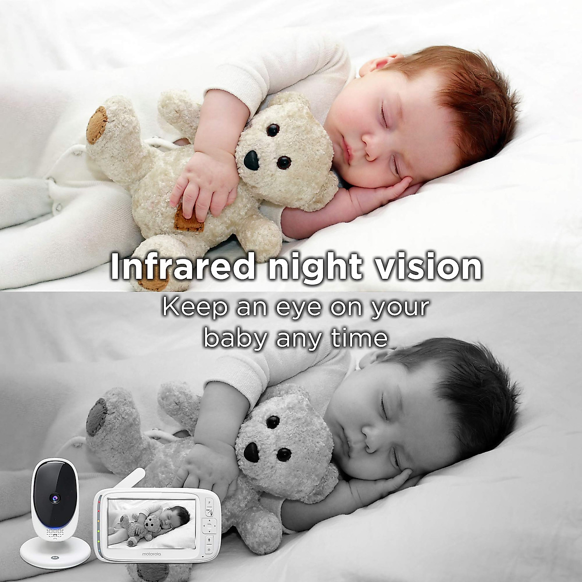 Motorola Comfort 50-2 Video Baby Monitor 5" LCD Color Display and 2 Cameras with Digital Zoom, Two-Way Audio, Infrared Night Vision and 5 Soothing Lullabies