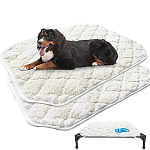 Elevated Dog Bed Pad Waterproof 2 Pack (30" X42"), Soft Plush Dog Pet Pad Large for Dog Cot Bed, Machine Washable Dog/Cat Beds Pad with Corner Straps, Waterproof (Pad Only, Bed not Included)