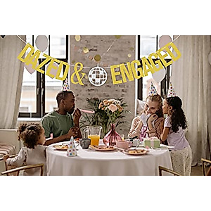 Dazed & Engaged Banner Gold Glitter, Hippie Engaged Banner, Retro 60's 70's Bachelorette Banner, Engaged Banner, Last Disco Engagement Party Decorations