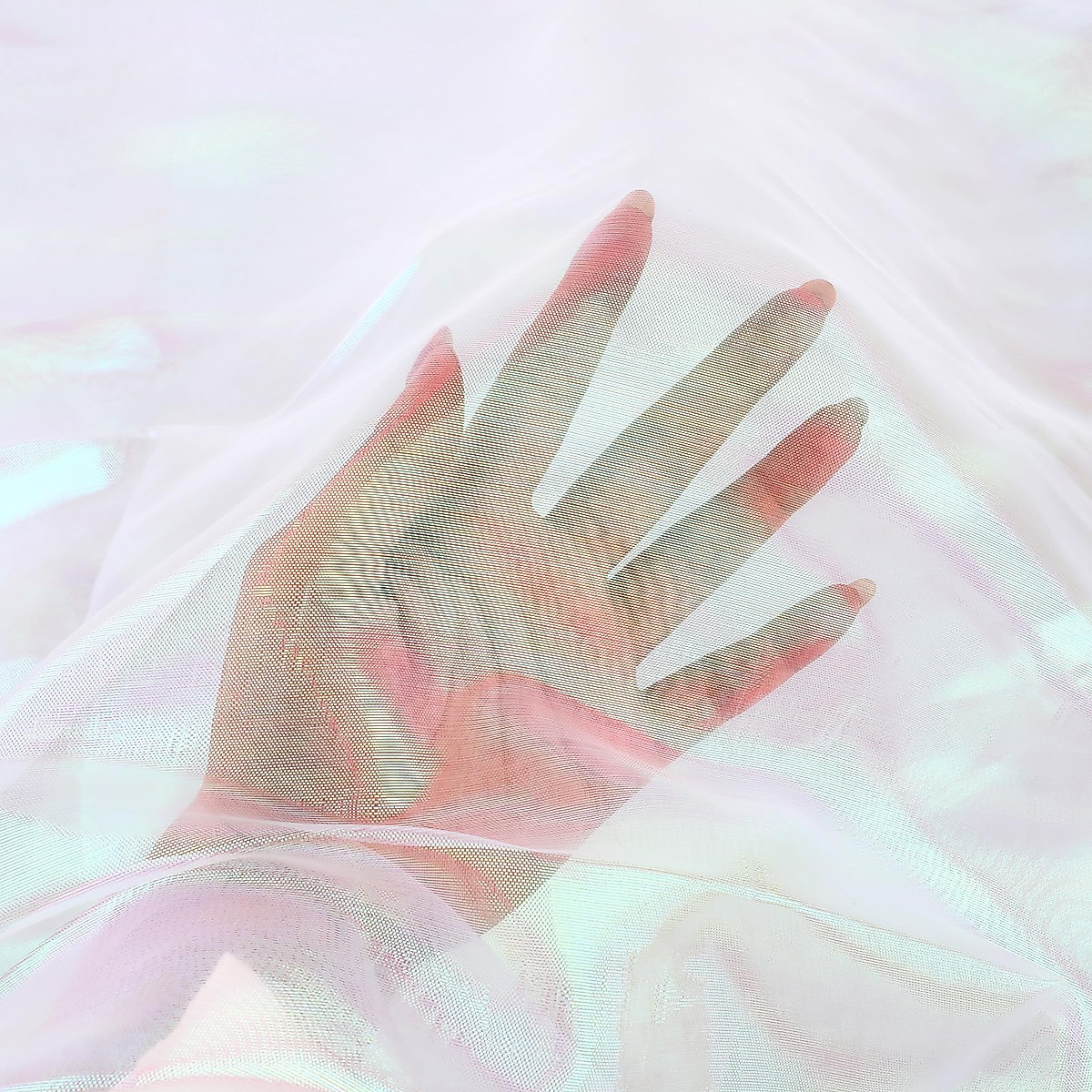 3.3 Yard Rainbow Tulle Fabric 120'' Rainbow Laser Gradient Iridescent Fabric Sheer Fabric Background for Pictures Shiny Tulle Fabric Fiber Optic Fabric for Wedding Photography Background Party DIY