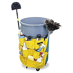 Rubbermaid Commercial Products Supply Organizing Caddy for Brute Trash Cans, Yellow, Tool Organizer Storage for Spray Bottles/PaperTowels/Gloves/Scrub Brush