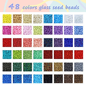 GREENTIME 45000pcs 2mm Seed Beads for Jewelry Making Kit Small Beads 11/0 Rainbow Beads with Letter Beads, Jump Rings & Charms Pendants for DIY Crafts Bracelets Necklaces Rings Waist Beads kit