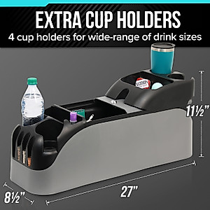 Moblorg Center Console for Minivans, SUVs, Middle Van Console, Extra Cup Holders, Large Storage, Made in USA (Gray)