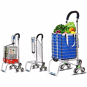 YGCBL Multifunction Portable Hand Trucks,Trolleyshopping Trolley Aluminum Alloy Moisture Proof Sponge Handle Shopping Cart Trolley Picnic Climb The Stairs, Load 35 Kg, 3 Styles,a