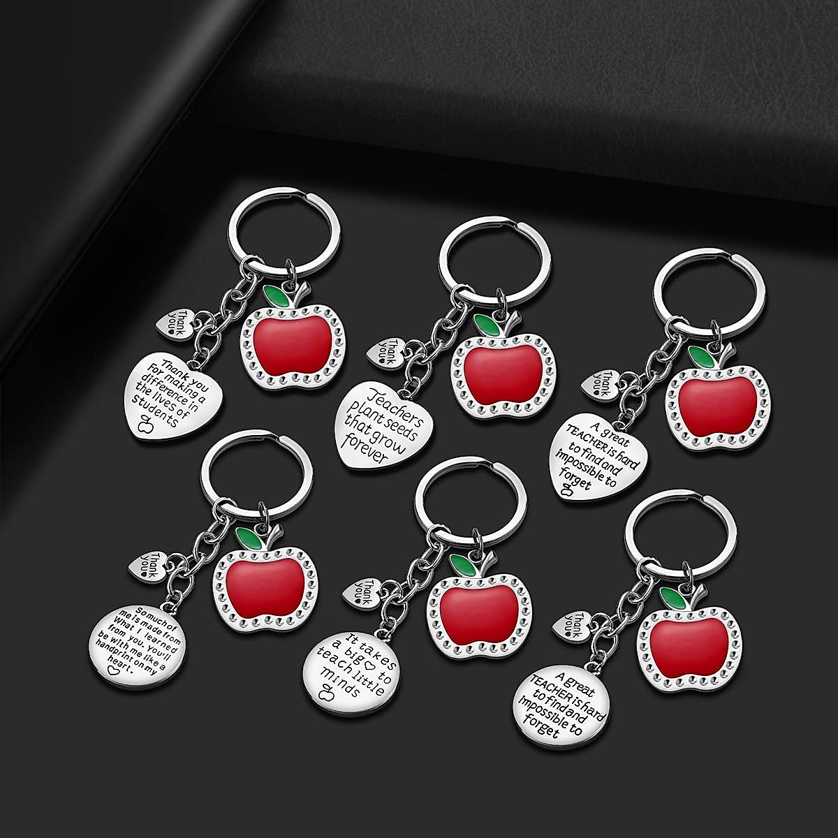 iJuqi Teacher Gifts for Women - 6PCS Teacher Keychain Teacher Appreciation Gifts, Thank You Gifts for Birthday Valentine's Day Christmas Gifts for Teachers