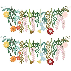 Yeaqee 2 Pcs Flower Banner Boho Floral Leaf Banner Wildflower Garland Double Sided Colorful Wildflower Party Decoration Wildflower Backdrop for Birthday Wedding Baby Shower Garden Indoor Outdoor