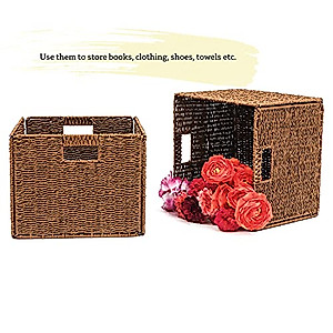 Foldable Storage Basket with Iron Wire Frame By Trademark Innovations (Set of 2)