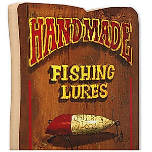 Open Road Brands Handmade Fishing Lure Chart Wood Wall Decor - Fishing Wall Art for Cabin, Lake House or Man Cave