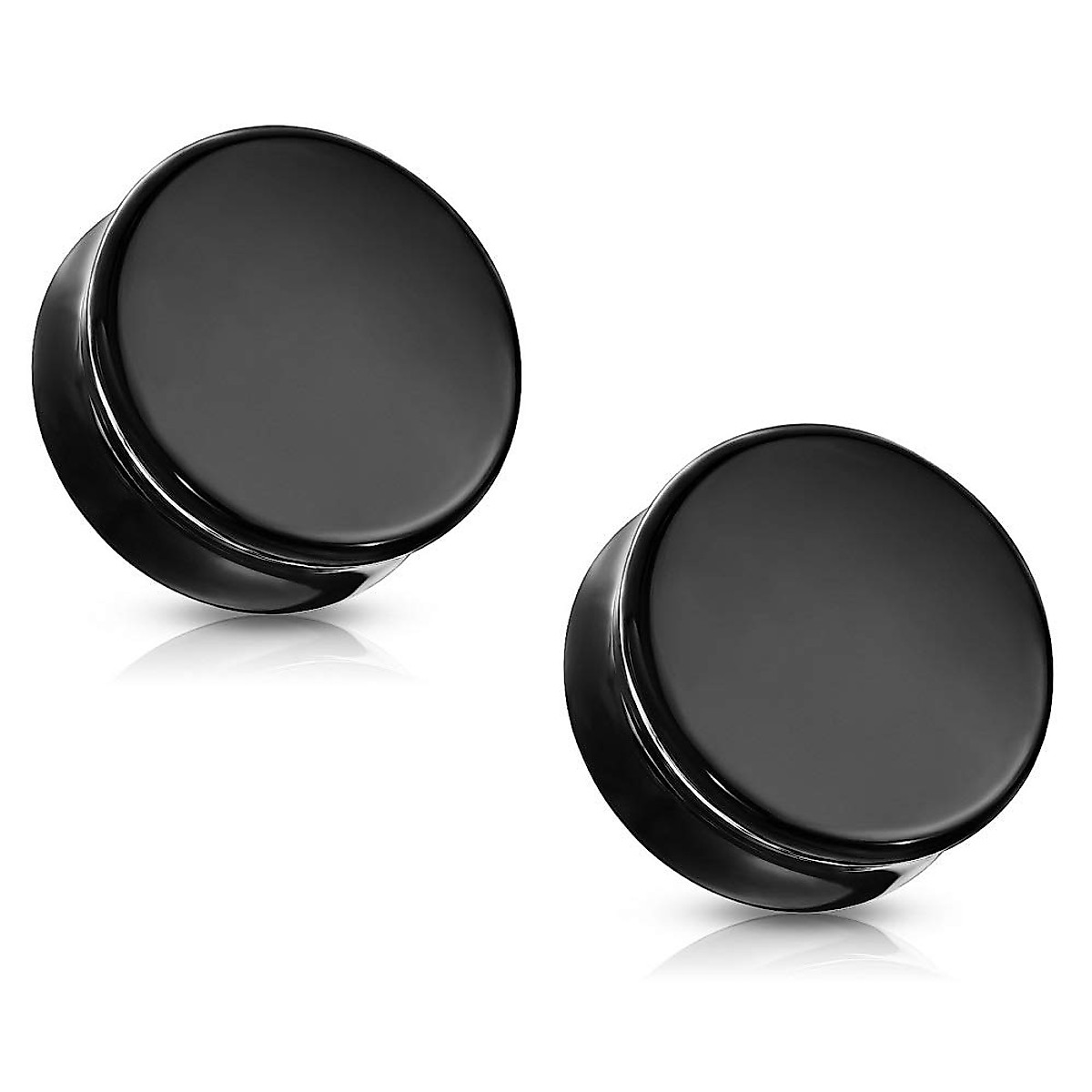 Pierced Owl Natural Black Obsidian Stone Double Flared Plug Gauges, Sold as a Pair (12mm (1/2"))