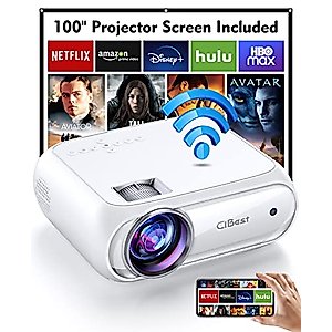 Mini Projector, ELEPHAS 2023 Upgraded Native 1080P WiFi Projector, 12000 Lux Portable Projector with Projector Screen, Movie Projector Compatible with Android/iOS/Windows/TV Stick/HDMI/USB