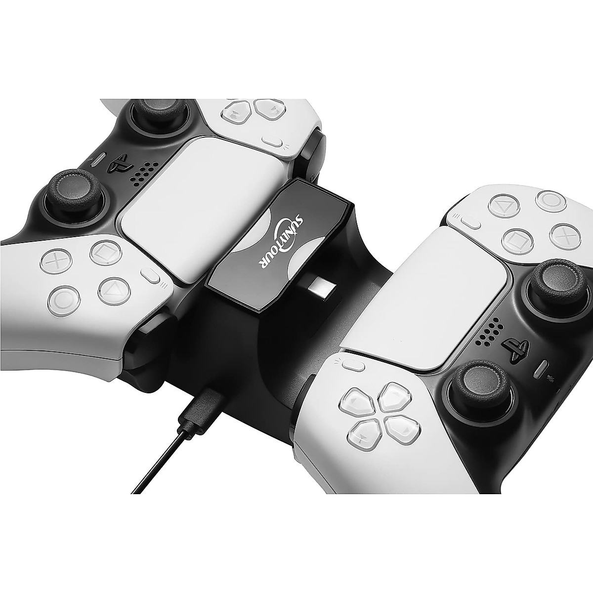 Premium PS5 Controller Charging Dock,SUNLYTOUR Dual-Slot PS5 Controller Charger Private Design TYPE-C PS5 Gamepad Charger for Playstation 5